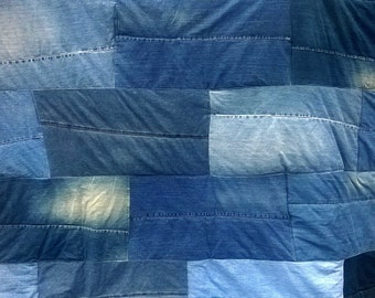 Upcycled Denim Rag Quilt Queen Size Jean Quilt Handmade