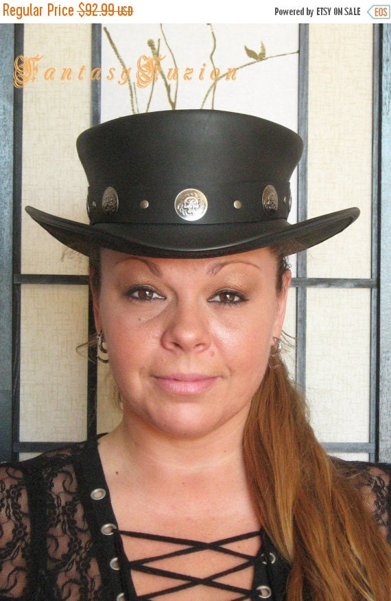 Steampunk Hat Classic Rocker Skull Band Gothic by FantasyFuzion