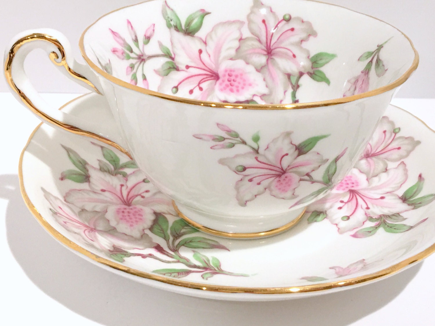 Royal Chelsea Tea Cup and Saucer Antique Teacups by AprilsLuxuries