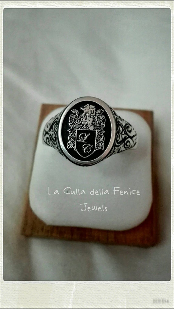 Custom Oval Italian Chevalier Signet Ring by LaCullaDellaFenice