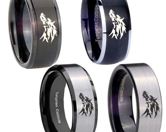Wolf wedding band | Etsy