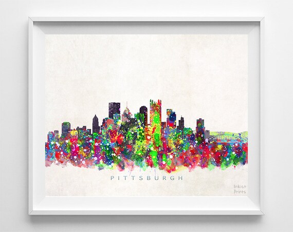 Pittsburgh Skyline Print Pittsburgh Poster Watercolor