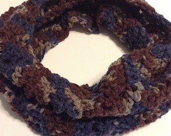 Items similar to Mocha Knit Cowl Neckwarmer with Button Closure on Etsy