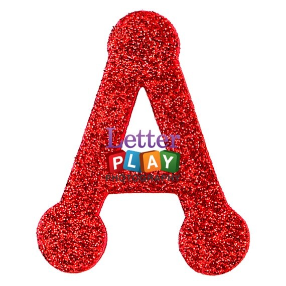 Digital Alphabet Letters A to Z Red Glitter