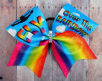 Rainbow cheer bow | Etsy