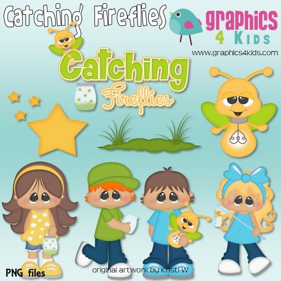 Catching Fireflies Digital Clip art for scrapbooking party