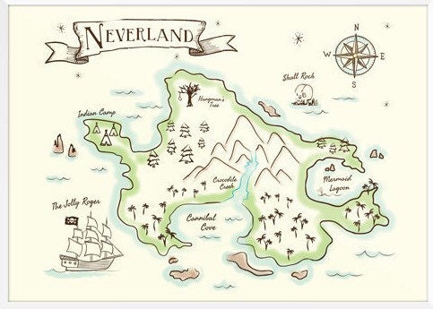 Neverland Map 16x20 DIGITAL DOWNLOAD
