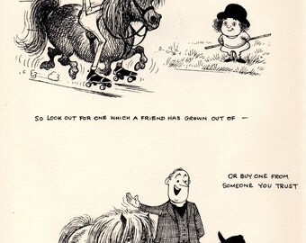 Original 1962 Funny THELWELL HORSE / PONY Vintage Art Cartoon