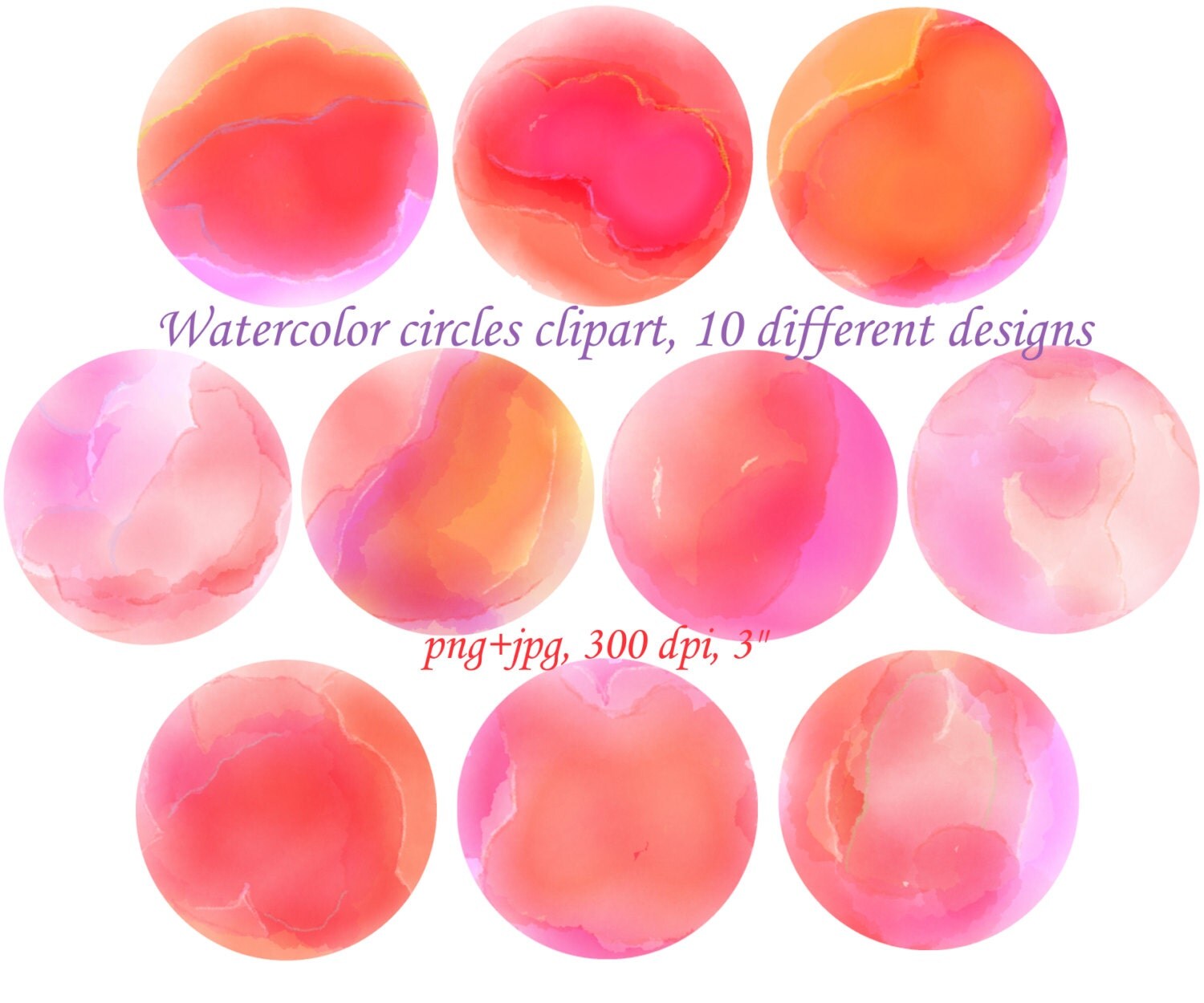 Watercolor clipart watercolor circles clipart pink