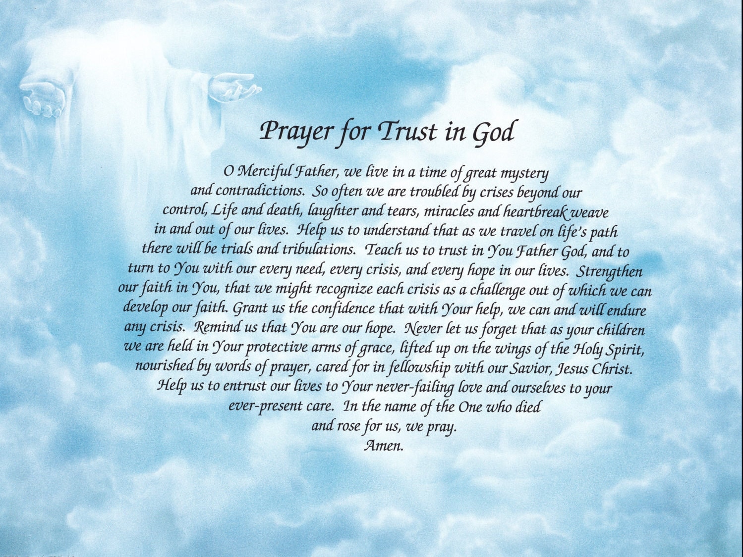 Prayer For Trust In God Custom Print Can Be Personalized