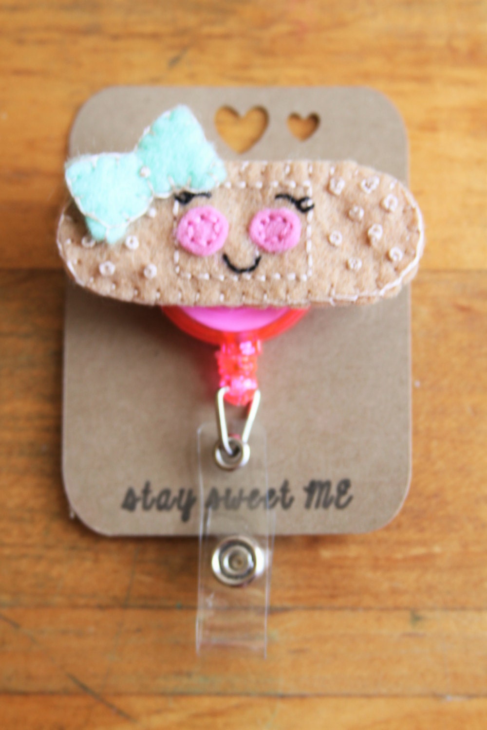 Band Aid Name Tag Holder Retractable Badge ID Card Felt band-aid-name-tag-holder-retractable-badge-id-card-felt