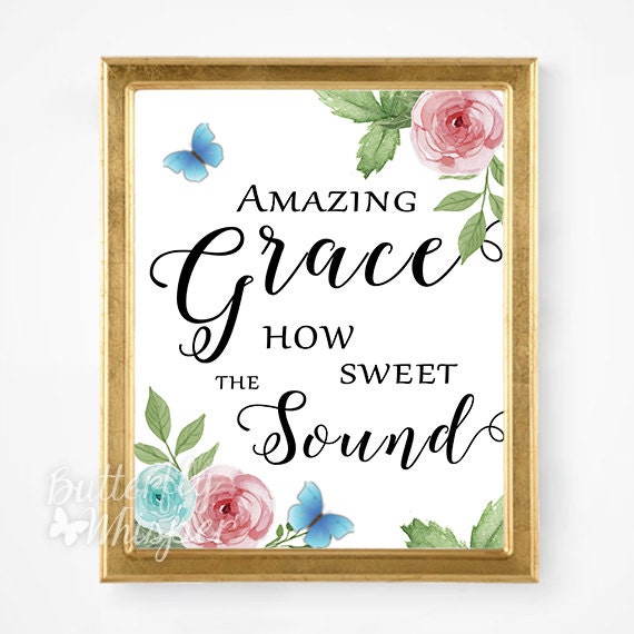 Amazing Grace print verses framed quotes by ButterflyWhisper