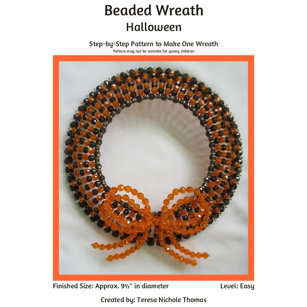Halloween Beaded Wreath Safety Pin and Beading Pattern