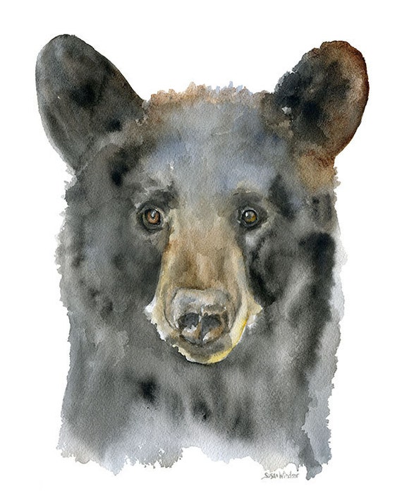 Black Bear Watercolor Painting Giclee Print Fine Art Print 8 x