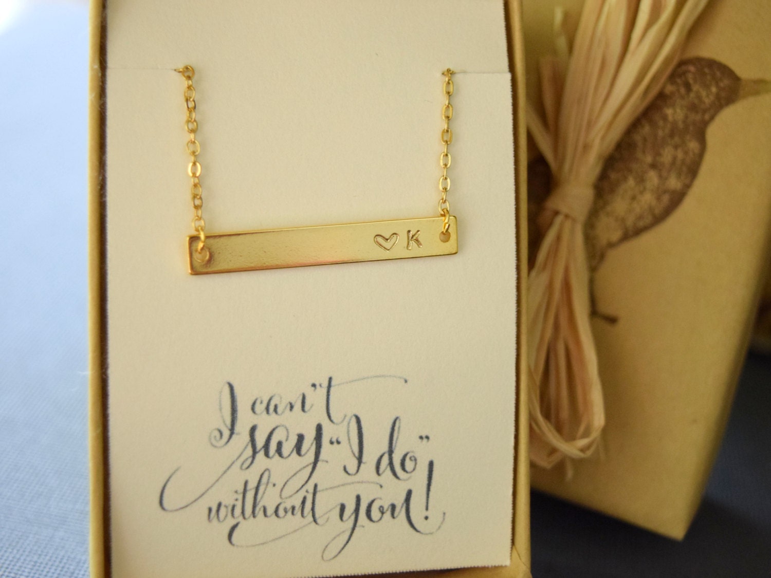 Personalized Gold Bar Necklace Bridesmaid Gift I
