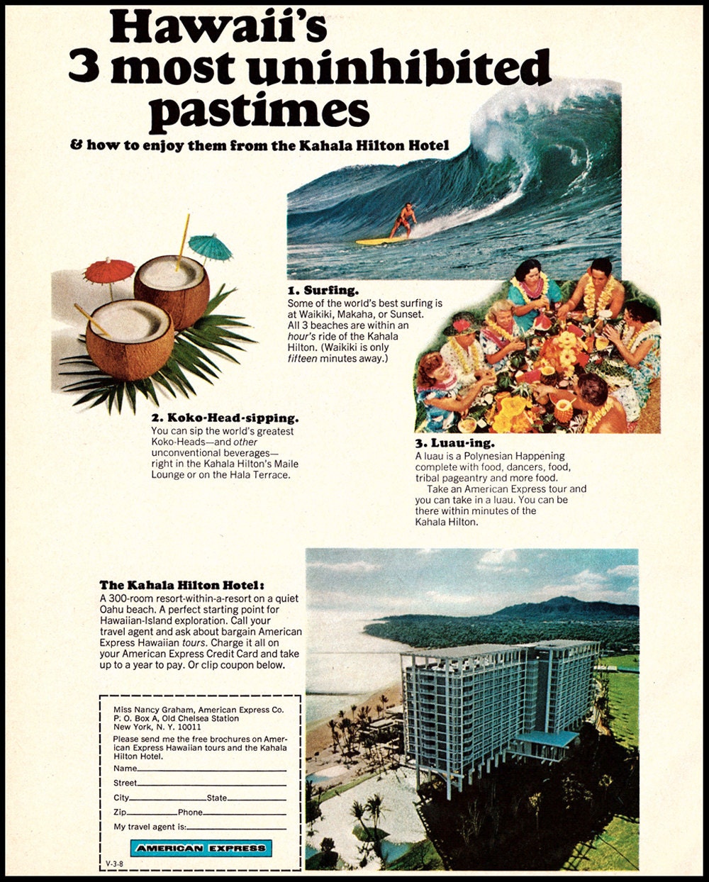 1968 Vintage Travel Ad Hawaii Kahala Hilton by DoubleLMomEphemera