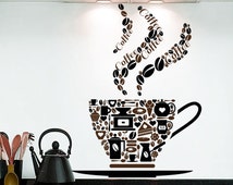 Unique coffee cup decal related items | Etsy