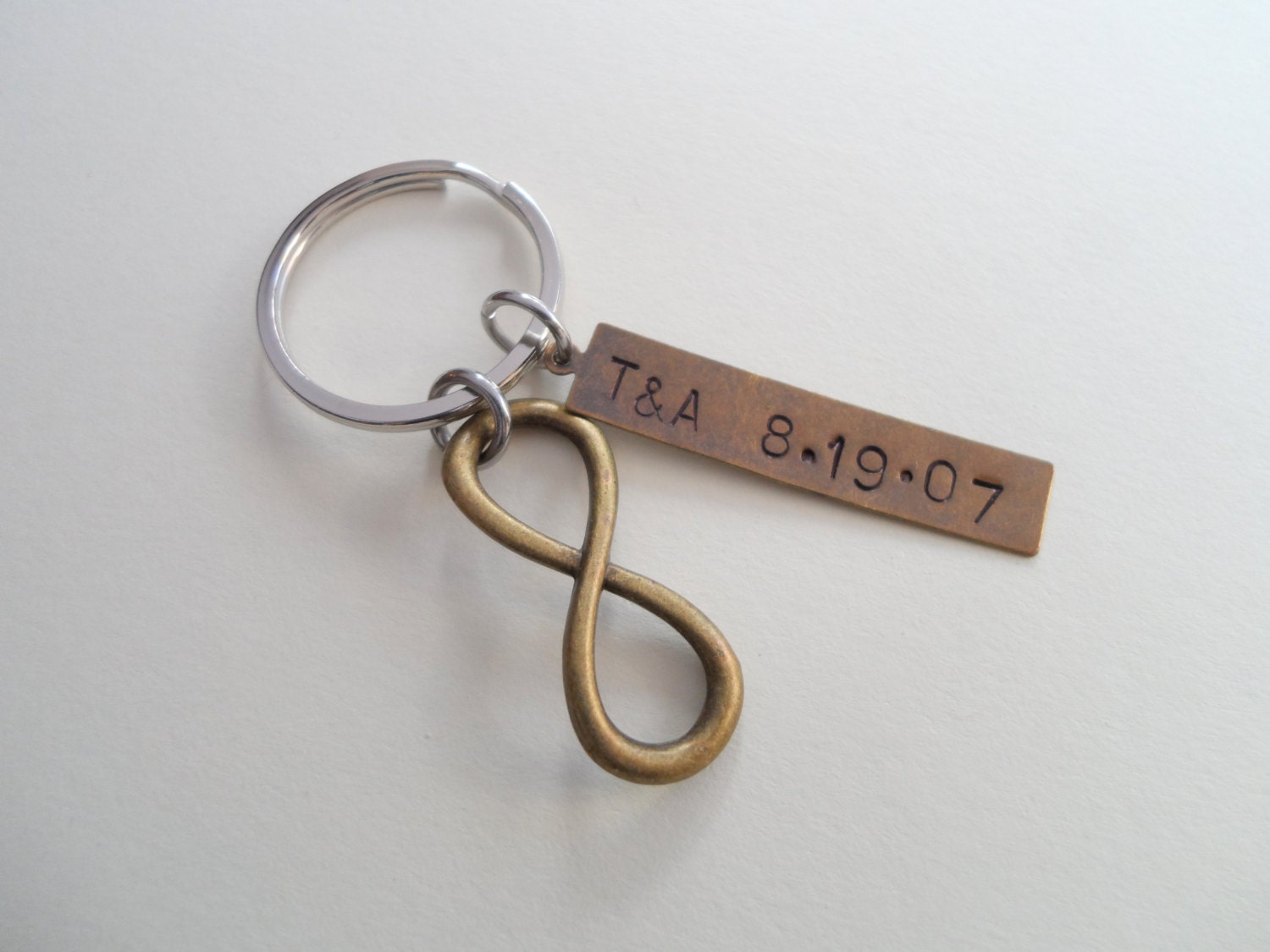 Bronze Infinity Symbol Keychain Gift Couples Anniversary