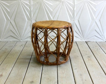 Vintage wicker stool | Etsy