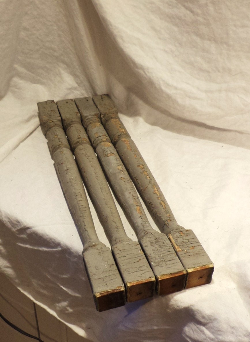 Balusters, Architectural Salvage, Set of 4, Flaking Gray Paint ...
