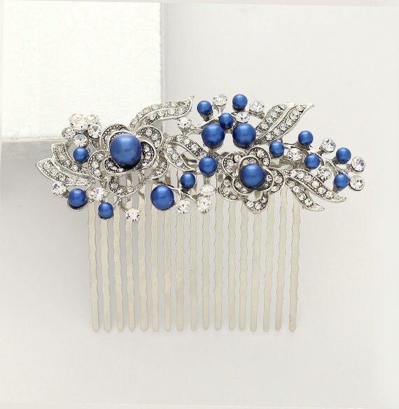 Something Blue Hair Comb Royal Blue Bridal Comb Blue Wedding