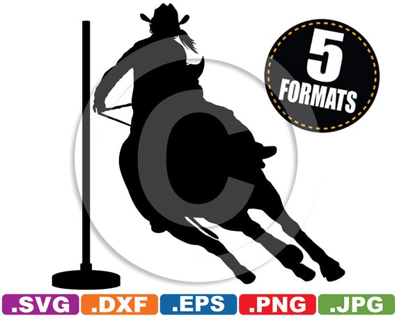 Rodeo / Pole Bending Silhouette Clip Art Image long hair