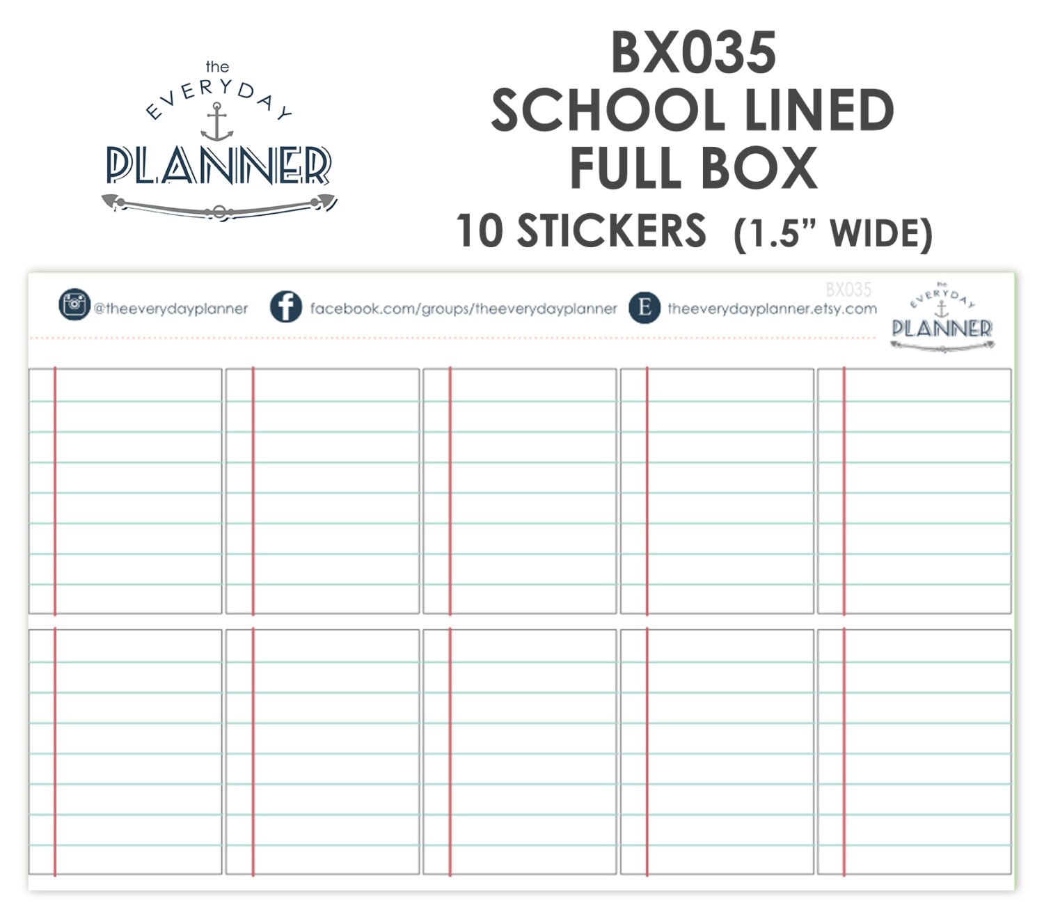 BX035 School Lined Notebook Paper Checklist Box by pipandmelon