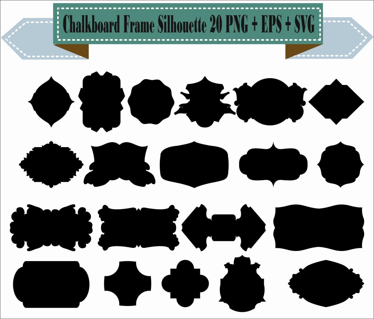 Chalkboard Frame Badges Vintage Motif Shapes Pack Silhouette