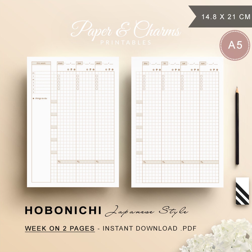 Hobonichi Printable Planner Weekly Planner Printable