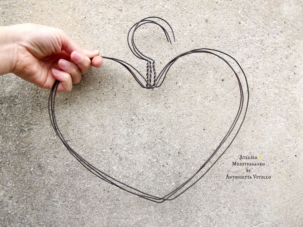 Handmade Heart-Shaped Wire Hangers Set of Three.