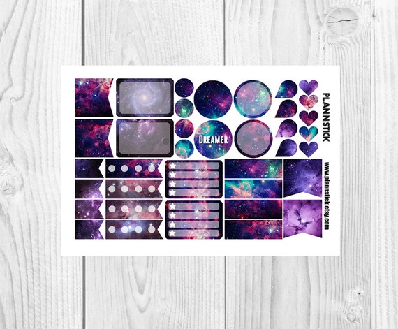 Galaxy Space Weekly Planner Stickers Flags To do