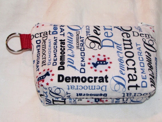 Political Statement Zipper Bags with Key Ring Democrat
