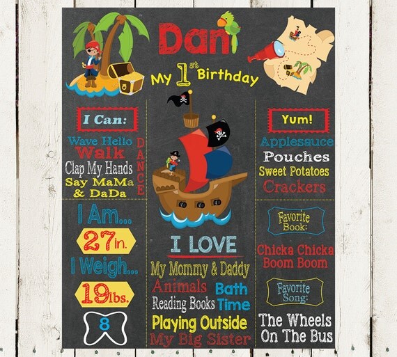 Pirate Chalkboard Birthday Sign Pirate Theme by InJOYPrints
