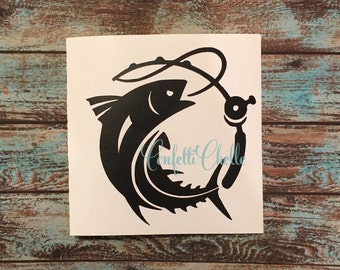 Fishing rod decal | Etsy