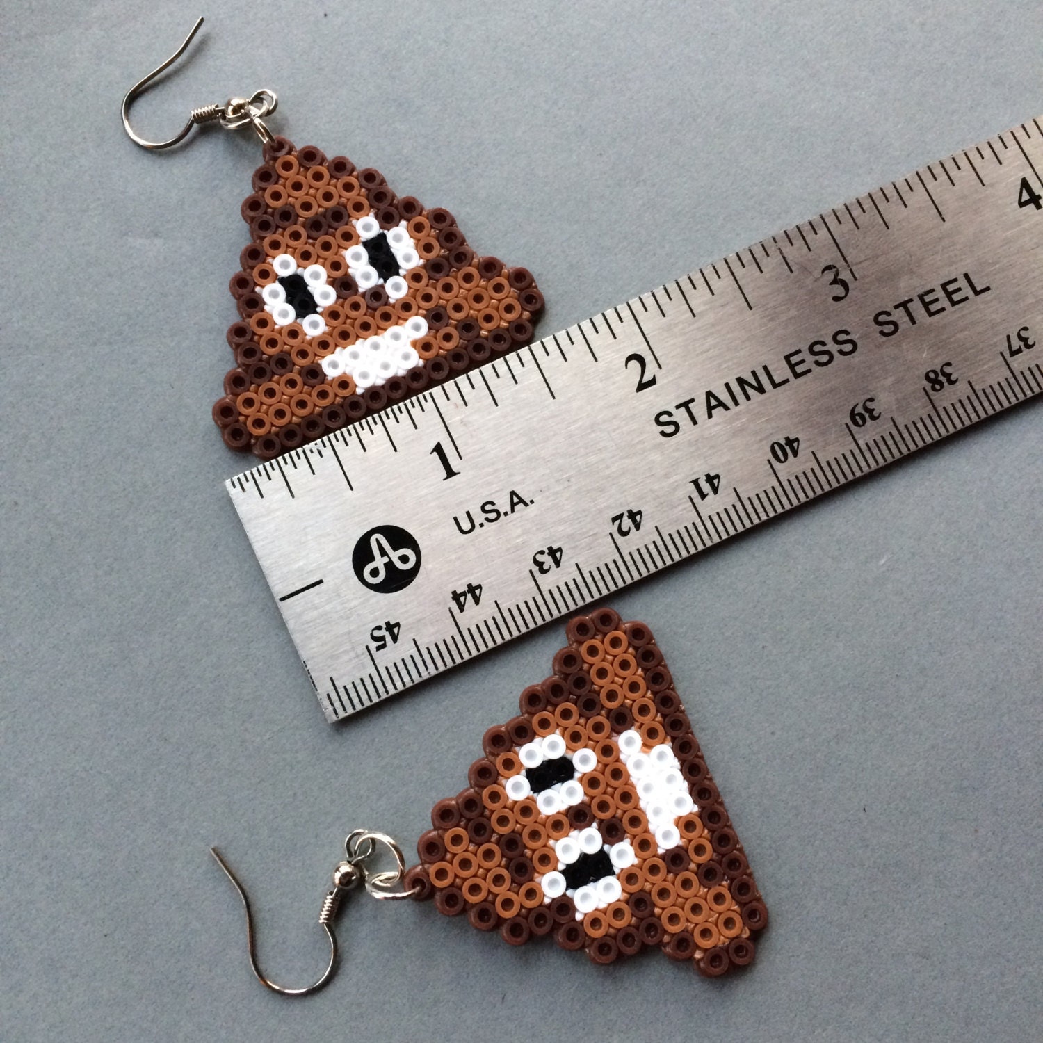 Emoji poop mini Perler Bead earrings hama beads pixel art