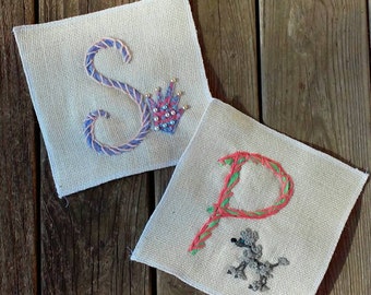 Embroidered initial | Etsy