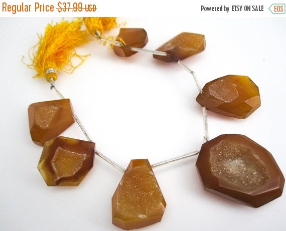 SALE Druzy Quartz Beads, Drusy Beads, Yellow Chalcedony Druzy Beads ...