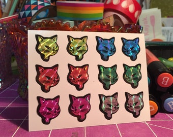 Winking Kitty Cat Head Sticker Retro Vintage Vending