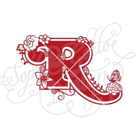 Secret Garden Alphabet Letter R SVG DXF digital download file