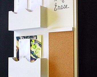 Mail Organizer Message Center Cork Board White by LegacyStudio