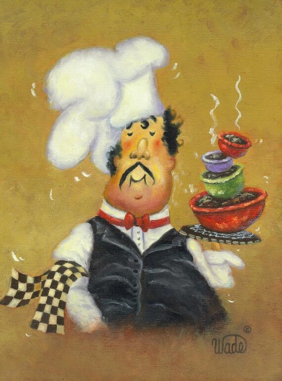 Chef Art Print fat chef kitchen art chef paintings chef