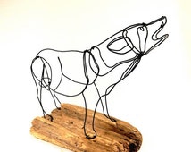 Wolf Wire Sculpture, Wire Art, Wolf Cabin Decor, Lone Wolf, 255872134