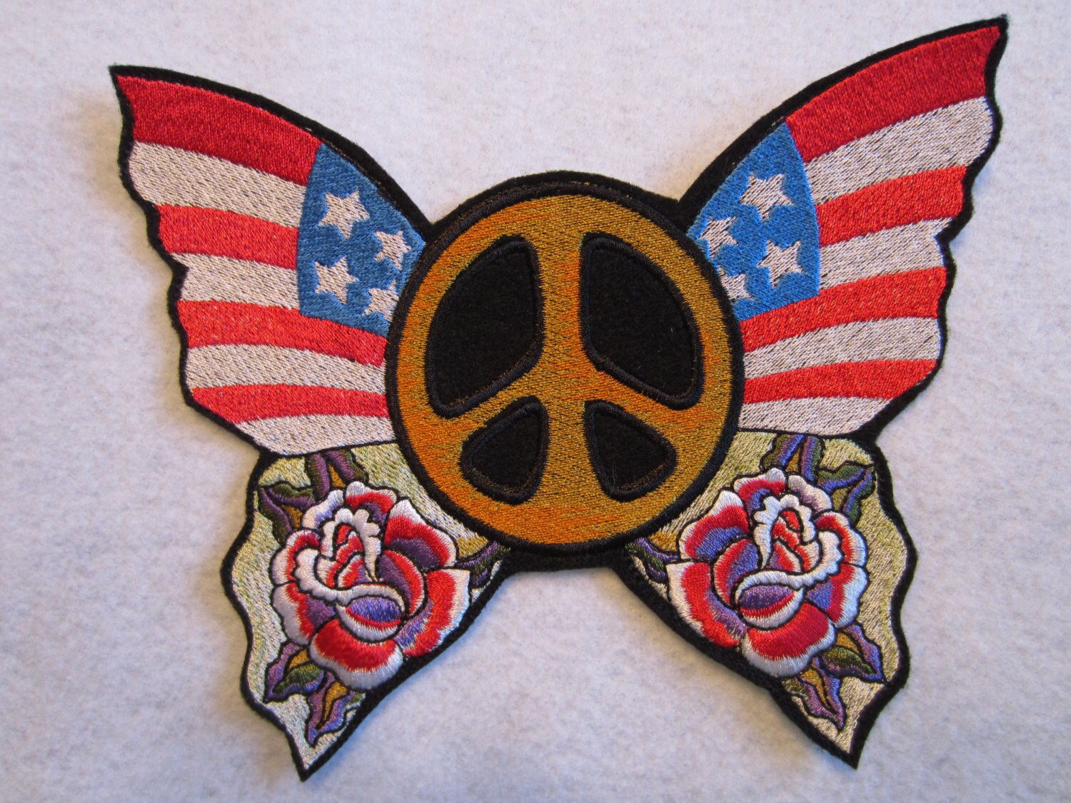 Large Embroidered Butterfly Peace Sign Butterfly Peace Sign