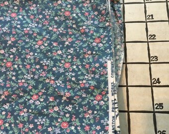 Blue calico fabric | Etsy