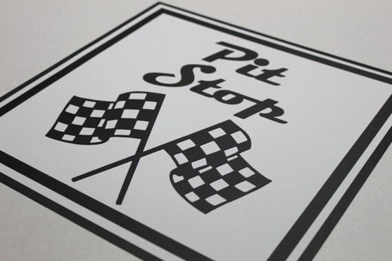 Pit stop party sign race car birthday party die cut party
