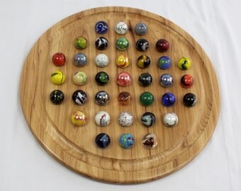 Small Marble Solitaire Game Oak by RdesignsCO on Etsy