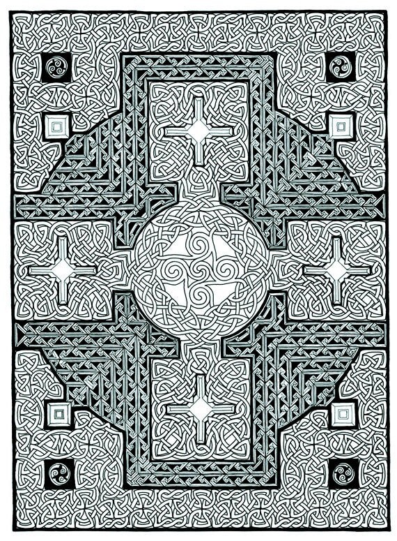 Printable Celtic Cross Coloring Page PDF Instant Download