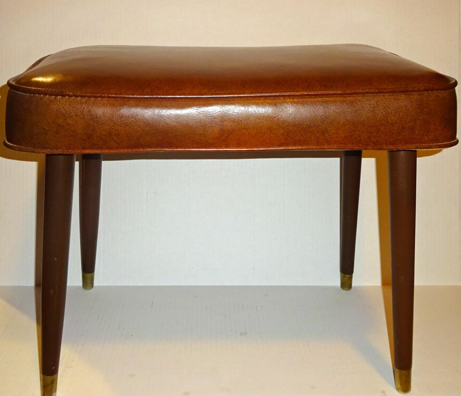 Mid century ottoman foot stool 1950’s vintage furniture upholstered ...