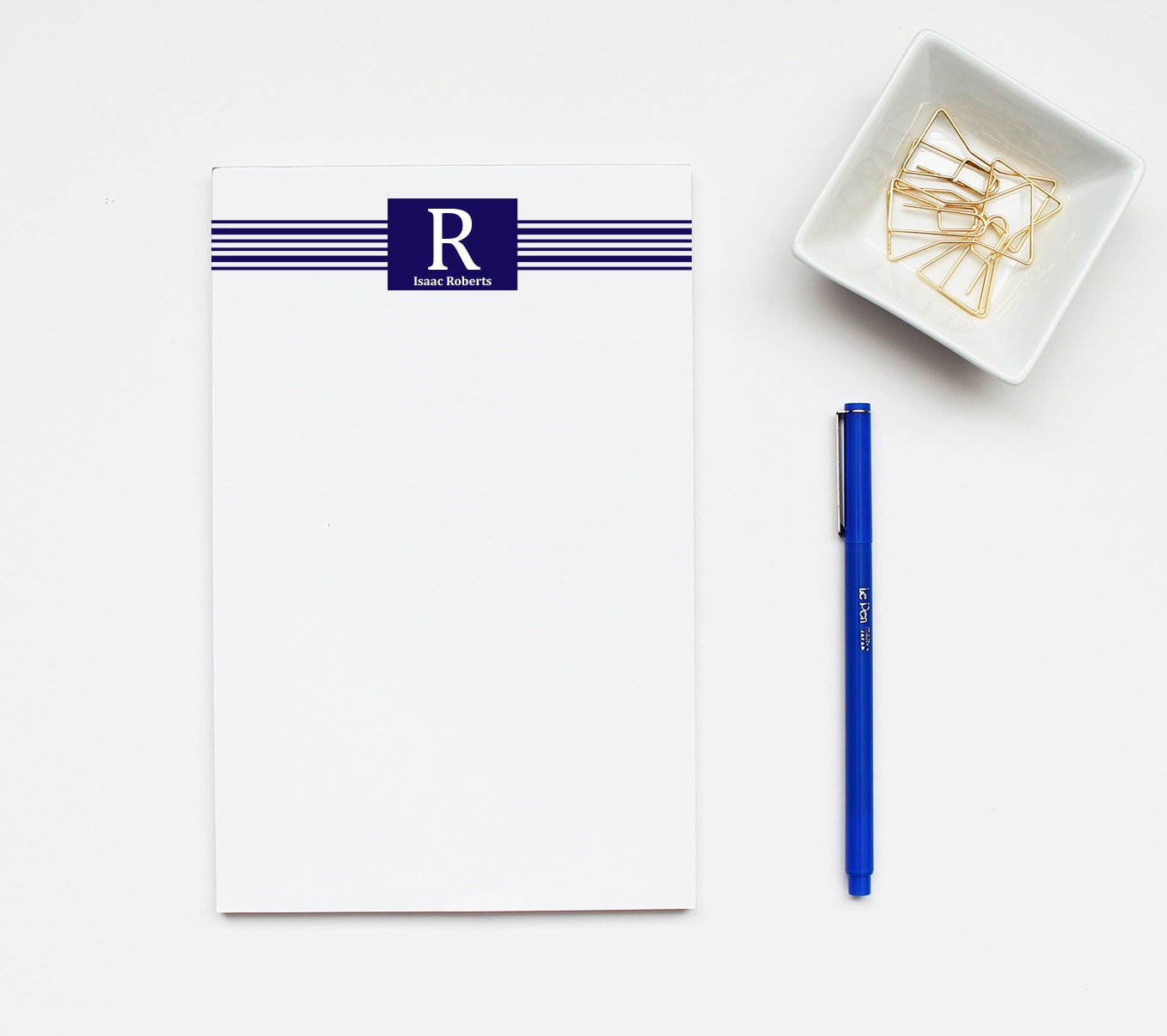 Mens Personalized Monogram notepad set Mens by ModernPinkPaper