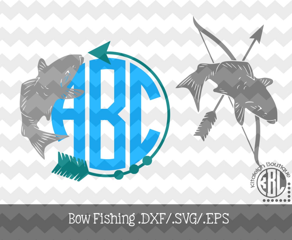 Bow Fishing Monogram Frames INSTANT DOWNLOAD in dxf/svg/eps